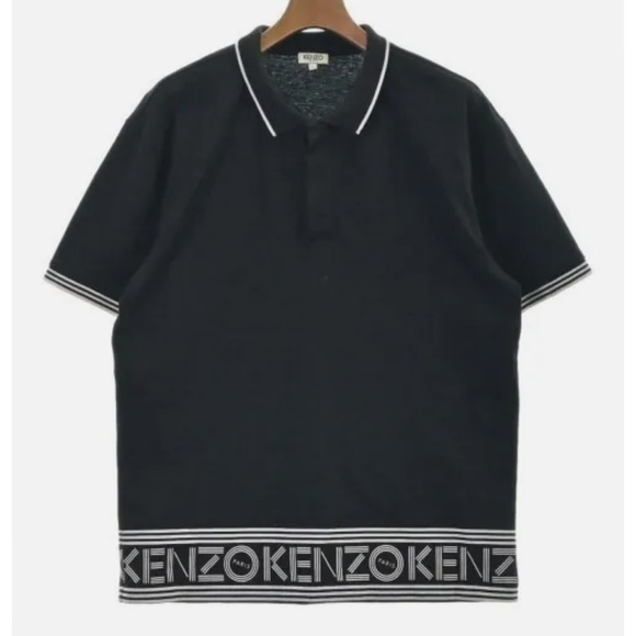 Kenzo | Shirts | Kenzo Short Sleeve Monogram Logo Polo Shirt Black ...